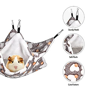 Petmolico 2 Pack Small Animal Hanging Hammocks, Warm Plush Bunkbed Hammock and Hideout Bed for Hamster Gerbil Small Rats Sugar Glider Hedgehog, Coffee Heart