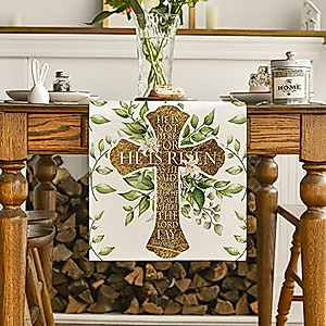 Artoid Mode He is Risen Easter Table Runner, Spring Summer Seasonal Holiday Kitchen Dining Table Decoration for Indoor Outdoor Home Party Decor 13 x 72 Inch