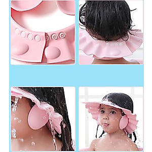 Baby Bath Shampoo Cap with Ear Protection Safe Bathing Visor Hat Soft Shower Wash Hair Adjustable Portable Shield for Children Kids