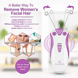 Cordless Electric Facial Threading Hair Removal for Women, Rechargeable Face Hair Remover Cotton Thread Epilator for Fast Removing Very Fine Vellus Hair on Face & Chin (Rose Red)