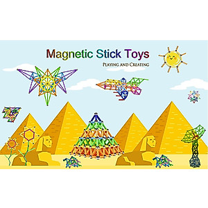 Veatree 308Pcs Magnetic Building Sticks Blocks Toys, Magnet Educational Toys STEM Toys for Kids and Adult, 3D Non-Toxic Building Toy with Storage Bag