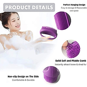 Silicone Body Scrubber, Soft Silicone Body Shower Loofah for Body Exfoliation and Massage. Body Scrubbers for Use in Shower Suitable for All Skin. (Purple)