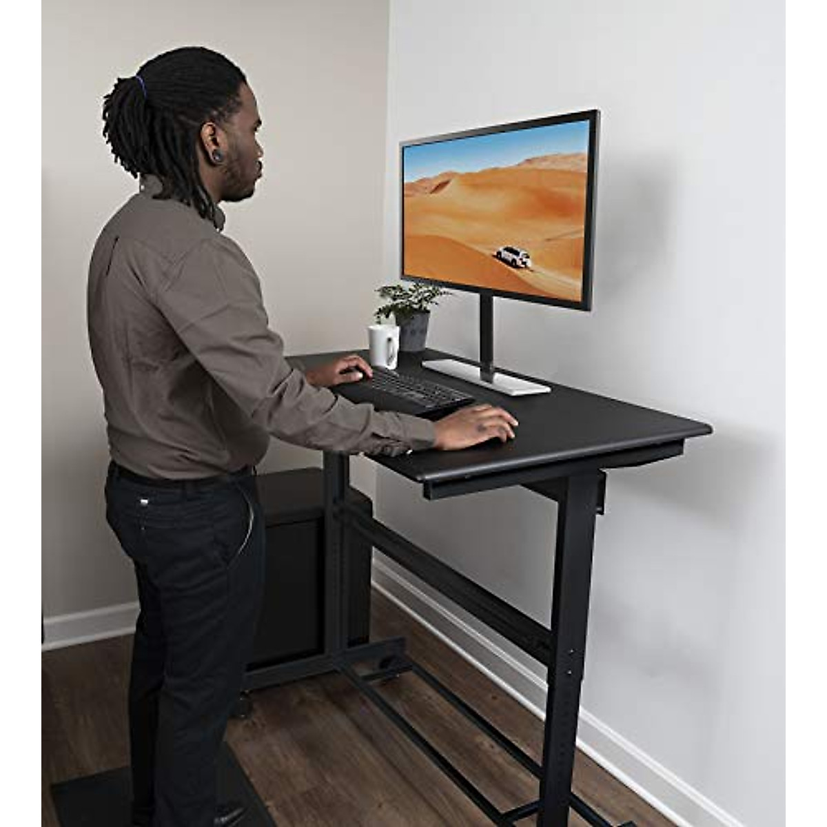 Stand Up Desk Store Rolling Adjustable Height Standing Desk Computer Workstation (Black, 48" Wide)