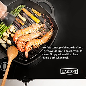 Barton Double Burner Stove w/Auto Ignition Glass Top Deluxe Outdoor Propane Portable Camping Cooking Range