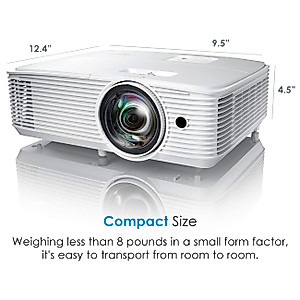 Optoma EH412ST Short Throw 1080P HDR Professional Projector | Super Bright 4000 Lumens | Business Presentations, Classrooms, or Meeting Rooms | 15,000 Hour lamp Life | Speaker Built in | Portable