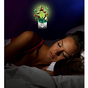 Puzzled Frog Night Light - 5.5 Inch Plug in Energy Efficient Decorative Socket Lamp, Manual On & Off Portable Lights for Stairway, Bedroom, Bathroom, Nursery, Home Accessory & Kitchen Decor