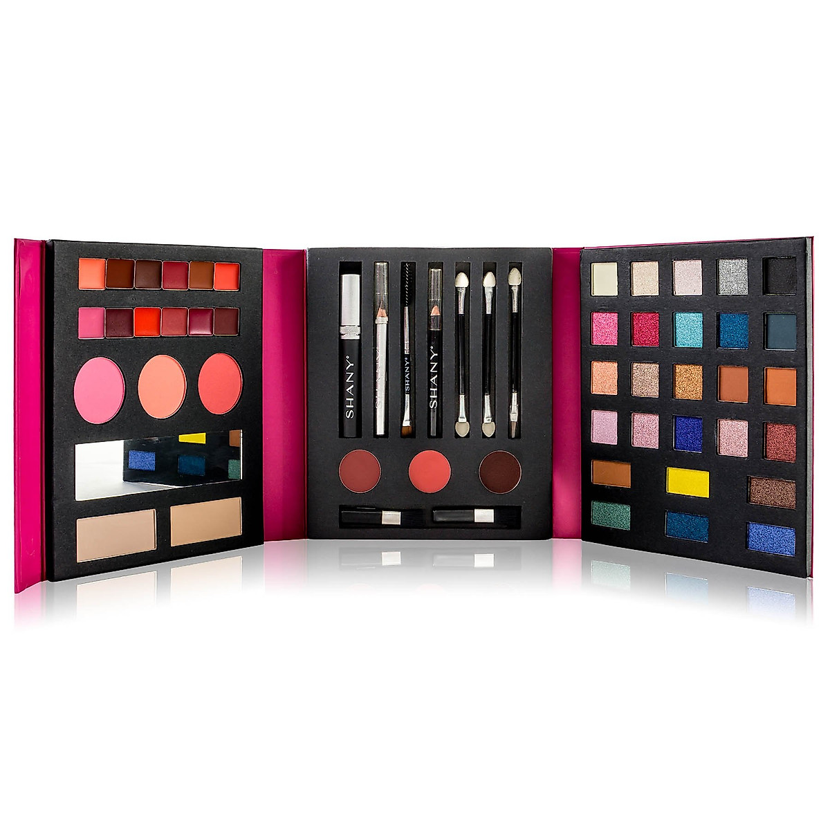 SHANY Beauty Book Makeup Kit All in one Travel Makeup Set - 35 Colors Eyeshadow, Eye brow, makeup blushes, powder palette,10 Lip Colors, Eyeliner pens & makeup Mirror - Holiday Makeup Gift Set