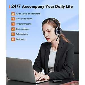 KONNAO USB Headset with Microphone, 3.5mm Wired Computer Headsets with Noise Cancelling Microphone, Stereo Headphones with MIC for PC, in Line Controls, Work Headset for Skype Zoom Tablet Laptop