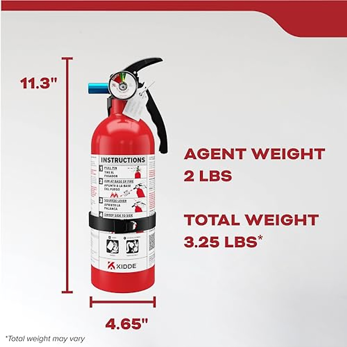 Kidde Fire Extinguisher for Home & Office Use, 5-B:C, 3.2 Lbs., USCG Approved with Strap Bracket (Included)