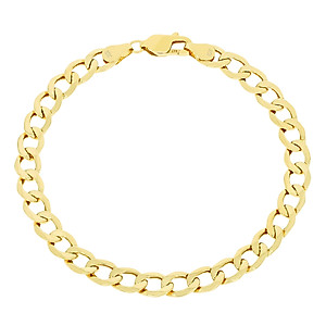 Nuragold 10k Yellow Gold 6.5mm Cuban Curb Link Chain Bracelet, Mens Womens Jewelry 7" 7.5" 8" 8.5" 9"