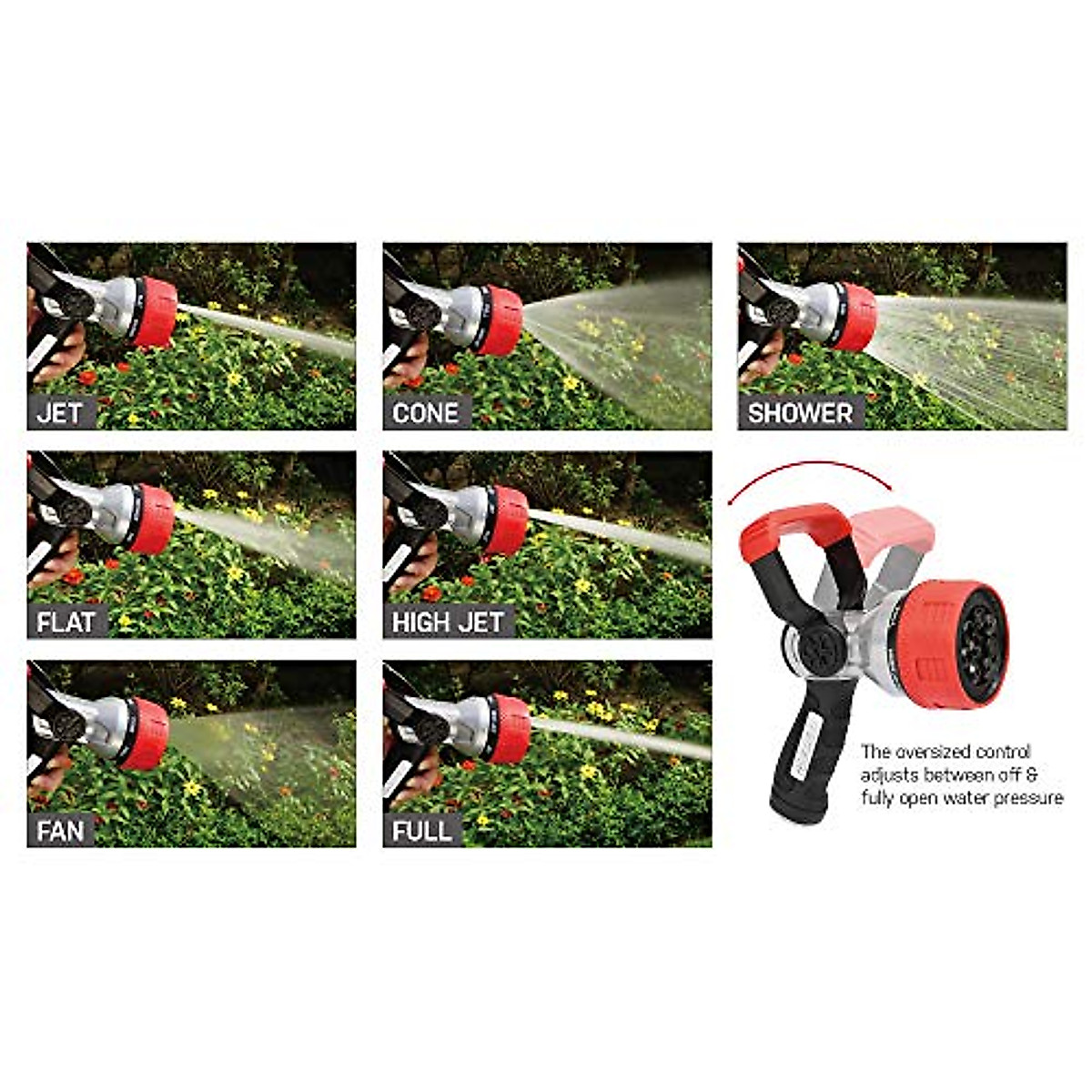 Eden Heavy Duty Metal Garden Hose Spray Nozzle with Quick Connect Starter Set 96806 Fireman Style