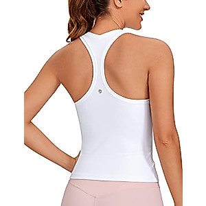 CRZ YOGA Butterluxe Racerback Workout Tank Tops for Women Sleeveless Gym Tops Athletic Yoga Shirts Camisole White Small