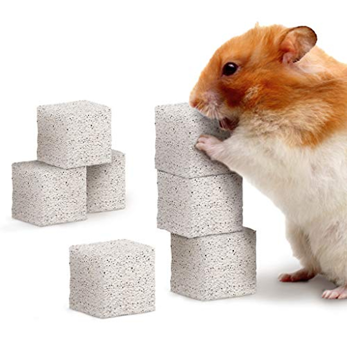 Meric Grinding Stone for Small Pets, Lava Rocks, Trims Rodent Teeth, Smooths Claws, Adds Calcium to Diet, Chew Toys for Rabbits, Chinchillas, Rats, Mice, Hamsters & Guinea Pigs, 10pcs