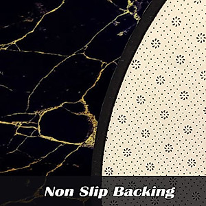 BVOGOS 36 inch Large Round Rugs Black and Gold Marble Ultra Soft Kids Floor Playing Mat for Bedroom Living Room Baby Room, Non-Skid Lightweight Foam Area Rugs Home Decor