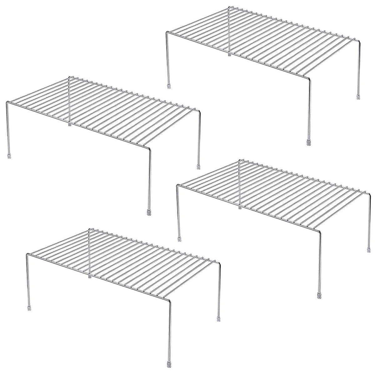 GEDLIRE Kitchen Cabinet Shelf Organizer Set of 4, Medium (13 x 9.4 inch) Metal Wire Pantry Storage Shelves, Dish Plate Racks for Cabinets, Freezer, Counter, Cupboard Organizers and Storage, Chrome