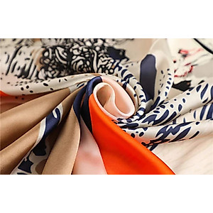 ANDANTINO 100% Pure Mulberry Silk Scarf 35" Large Square Real Silk Headscarf –Women’s Hair Scarves and Wraps (Horse)