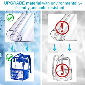 TXHVO Clear Backpack, Heavy Duty Transparent Bookbag, See Through PVC Backpacks for Boys Men - Blue