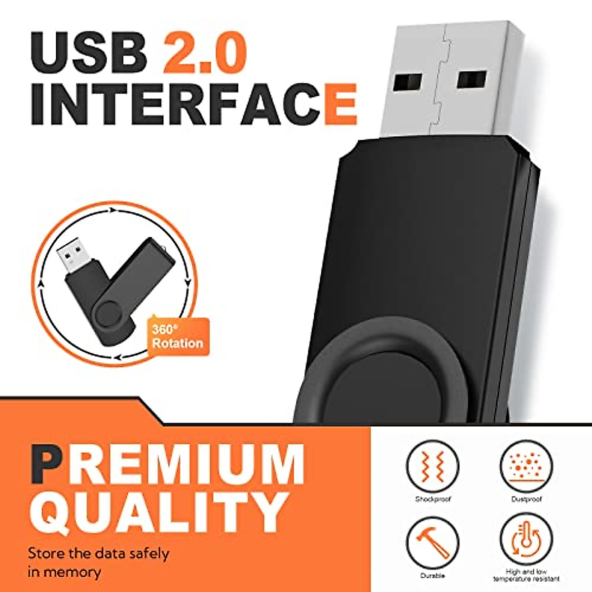 Flash Drive 4GB 5 Pack USB 2.0 Thumb Drives Uflatek Memory Sticks Portable USB Stick Rotate Jump Drive Bulk Drives Multi-Color Pendrive Metal USB Flash Drives with Lanyard