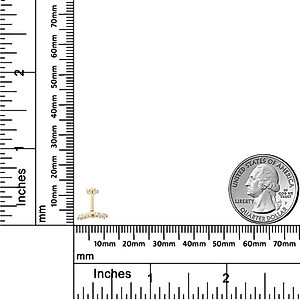 AVORA 14K Yellow Gold Simulated Diamond CZ Curved Bar Cartilage Piercing Flat Back Earring Body Jewelry (18 Gauge)