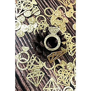 Gold Confetti (300Pcs) Diamond ring confetti Glitter Confetti Wedding Table Decoration Party Table Confetti Bridal Shower Engagement party hen party decor Table Scatter Valentines Day Baby Shower