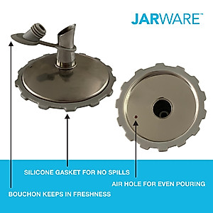 Jarware Stainless Steel Oil Cruet Lid, Wide Mouth Mason Jar Spout Lid