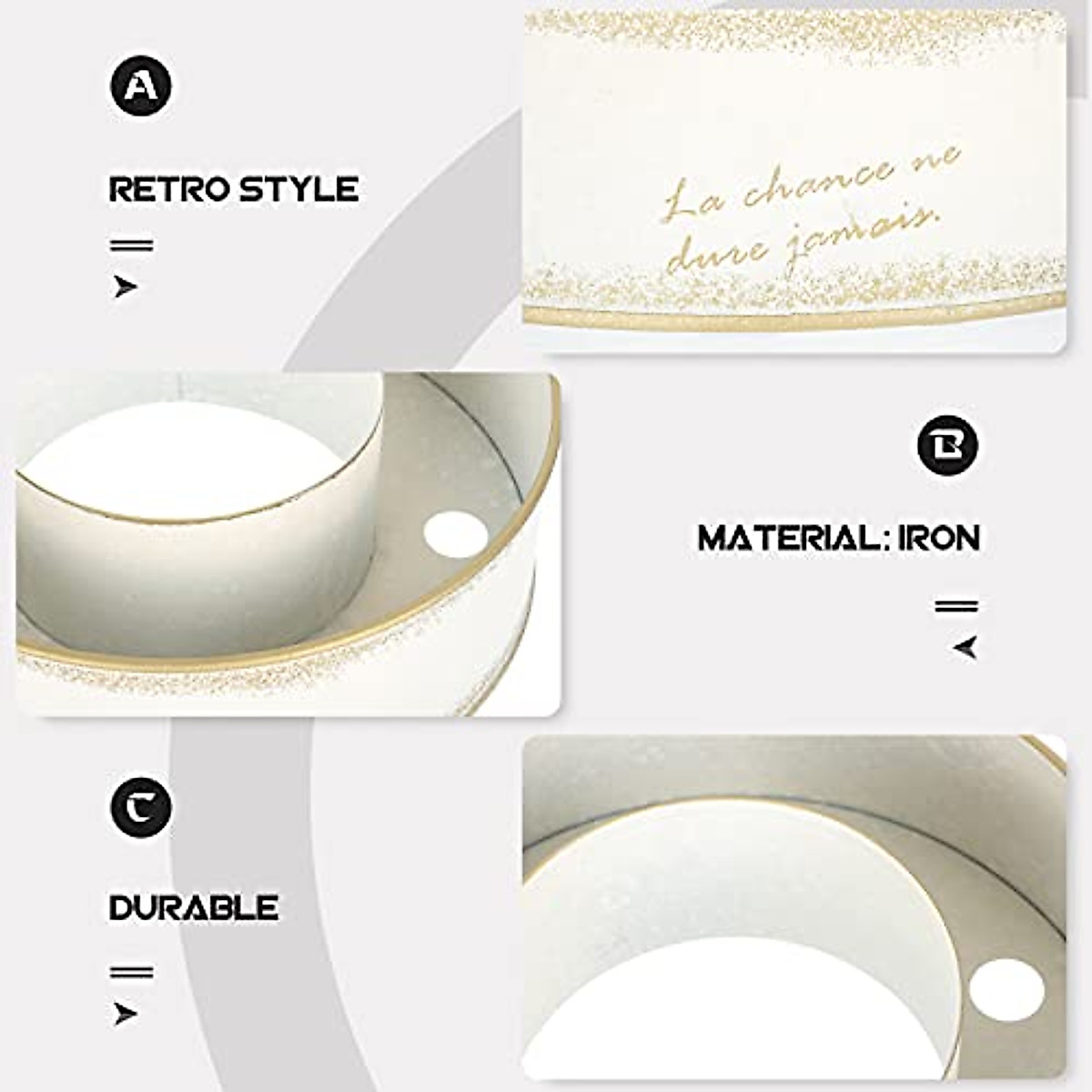 Happyyami 1pc Ring Flower Pot Metal Flower Planter Outdoor Planter Decorative Cute Flower Pot Table Plant Pot Succulent Pot Retro Planter vase Front Door White Small Cactus Iron Office