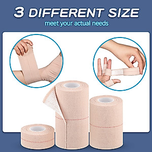 3 Rolls Adhesive Elastic Tape Bandage Wrap Vet Self Adhesive Flexible Stretch Bandages for Sports, Ankle, Knee, Wrist, Body, Sprains Horse and Animal, 1 Inch x 5 Yard, 3 Inch x 5 Yard, 4 Inch x 5 Yard