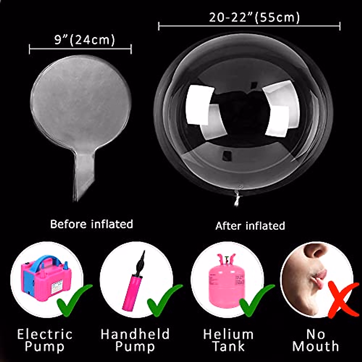 Lightsfever Clear Balloons, Large 22 inch Bobo Balloons, Transparent Balloons, Wedding Bubble Balloons, Wedding Party Decorations, Birthday Decorations, Bachelorette Party Balloons, for Helium or Air