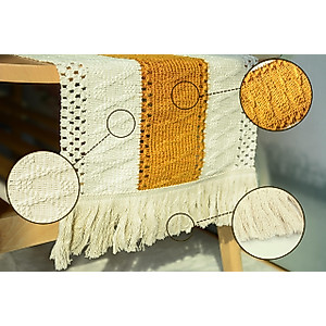 ZJZC Art Garden Style Cotton Hemp Material Table Runner (Mustard Yellow Braided, 12*70inch)