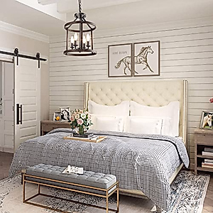 LNC Farmhouse Chandeliers for Dining Rooms with Faux Wood Finish, W13"xH17.1