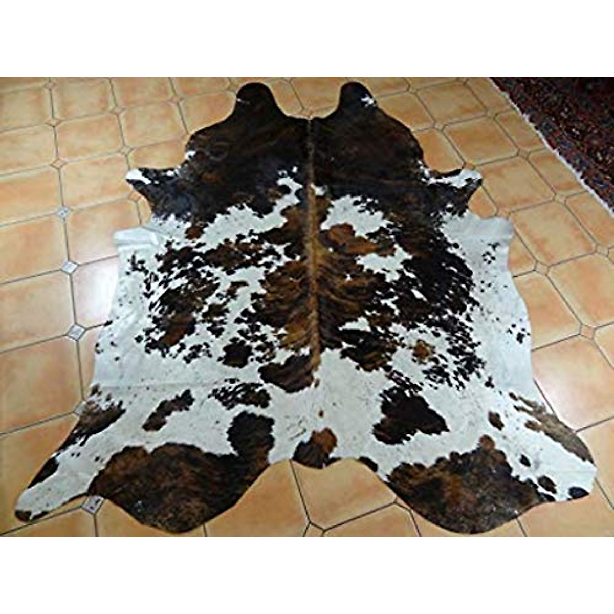 MeshNew Tricolor Brazilian Cowhide Rug Tri Cow Hide Skin Leather Area Rug Exotic (Small 5ft X 3ft)