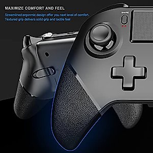 GCHT GAMING Wireless Pro Controller for PS4/PS4 Slim/PS4 Pro Compatible PC, Steam, Android and iOS, MAC, with Back Buttons, Turbo, Vibration, Game Joystick Gamepad Wireless/Wired (Dark Black)