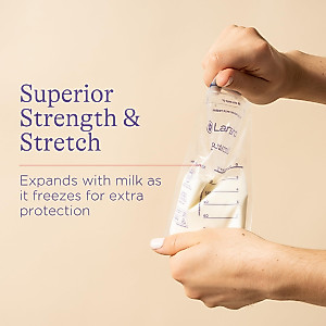 Lansinoh Breastmilk Storage Bags, 50 Count with 2 Pump Adapters, Baby Essentials, Fast Freeze & Thaw Breast Milk Bags for Baby Bottle Feeding, Superior Strength & Stretch, 6 Ounce