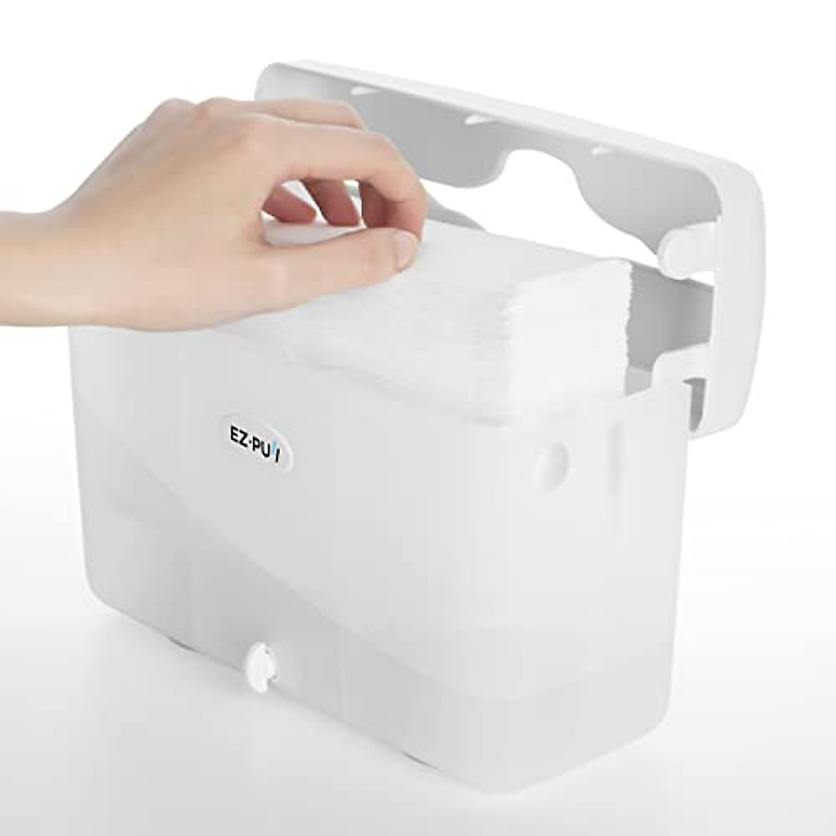 EZ-Pull Countertop SLIMFOLD Hand Towel Dispenser for Kitchen/Bathroom/Office/RV/Airbnb, White 4600-EZ, EZbrnd