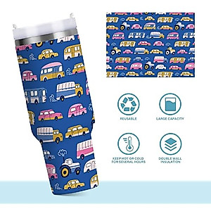 Caikeny Insulated Tumblers with Lid and Straw City Cars Tractors 30 oz Reusable Stainless Steel Cup Vehicles Water Bottle Coffee Travel Tumbler Mug for Women Men