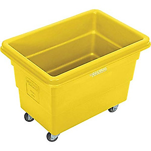 Global Industrial 6 Bushel Plastic Bulk Box Truck, Direct Mount Base, Yellow, 33-2/5"L x 23" W x 24-1/2"H
