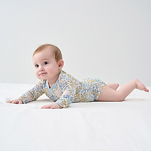 pureborn Infant Baby Girl Bodysuit Sleeveless Ruffle Collar Romper Organic Cotton One-Piece Summer Outfit 3-6 Months Floral White