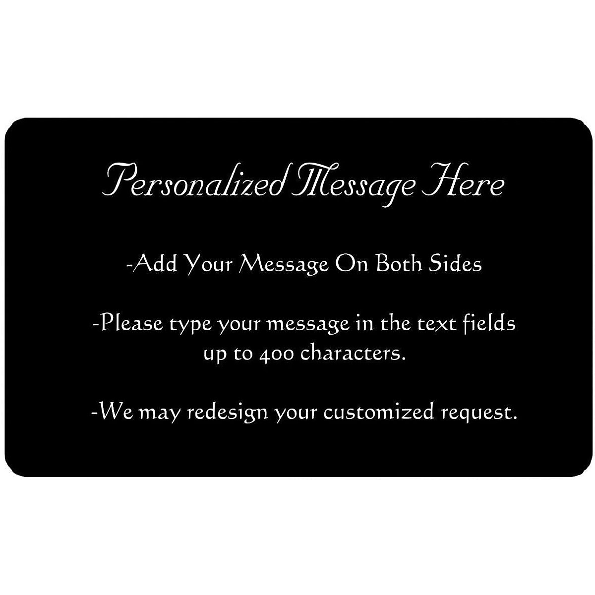 Personalized Message Text Engraved Metal Wallet Card,Wallet Inserts, Love Note, Deployment Card (Custom Quote)