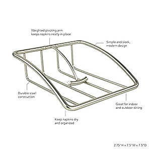 Spectrum Diversified Euro Holder, Flat Standing Weight Arm Modern Kitchen Organization Stand & Paper Cocktail Napkins Dispenser, Satin Nickel