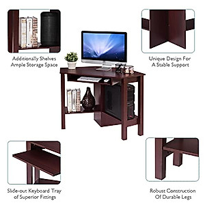 MJWDP Wooden Corner Desk with Drawers Computer Computer Desk Study Home Office Writing Study Desk