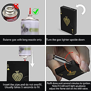 Jet Torch Flame Cool lighters, Refillable Butane Pocket Poker ACE Lighter,Windproof Lighter Cool Gadget,Valentines Day Gifts for Men Boyfriend Husband on Birthday,Valentine,Christmas-Black(Not Butane)