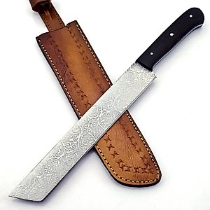 UK UNIQUE SHARP KNIVES BK-782 Handmade Stainless steel 15Inches Full Tang Hunting Knife - Beautiful Wenge Wood Handle