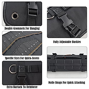 22-Pockets Wrench Roll, 0.25-1.25" Wrench-Set Tool Roll, Wrench roll bag, Tool wrap, Wrench bag, Wrench wrap, Wrench sleeve, Wrench pouch, Wrench tool roll, Wrench holder bag, Wrench roll up organizer