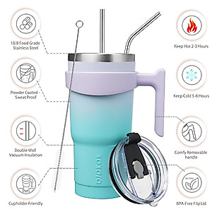 BJPKPK 20 oz Tumbler With Handle And Straw Stainless Steel Insulated Tumbler Cups For Water Or Ice Coffee,Oasis