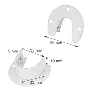 Canomo 4 Packs Heavy Duty Stainless Steel Closet Rod End Supports U-Shaped Closet Pole Sockets Flange Rod Holder with Screws, 1-1/4 Inches Diameter, White