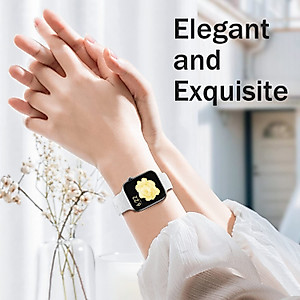 5 Pack Flower Engraved Silicone Band Compatible With Apple Watch Band 38mm 40mm 41mm, Elegant Peony Fancy Designer Sport Women Band Replacement for iWatch Series 8 7 6 5 4 3 2 1 SE Black White