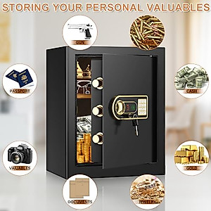 2.5 Cubic Large Fireproof Safe Box with Waterproof Fireproof Document Bag, Anti-Theft Home Safe with Combination Lock, Security Safe for Money Ammunition Medicines