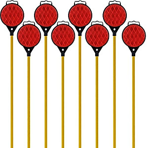 Orange Driveway Reflectors, Reflective Driveway Markers, 2-Way reflector,Snow Markers for Driveway 43 Inch Fiberglass Rod(Pack of 8)