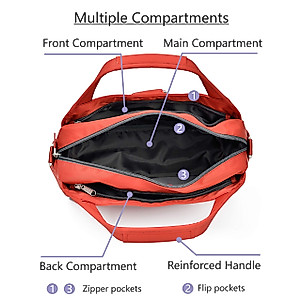 La Packmore Waterproof Nylon Crossbody Bags for Women Multi-Pocket Shoulder Bag Travel Purse and Handbag (Papaya)