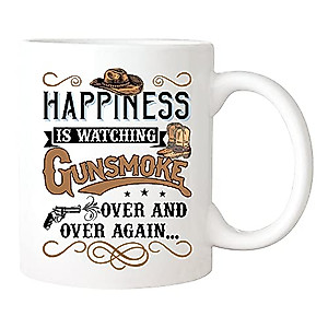 snailhome430 - Happiness is Watching Gunsmoke Over And Over Again Mug, 11oz Ceramic Coffee Mug